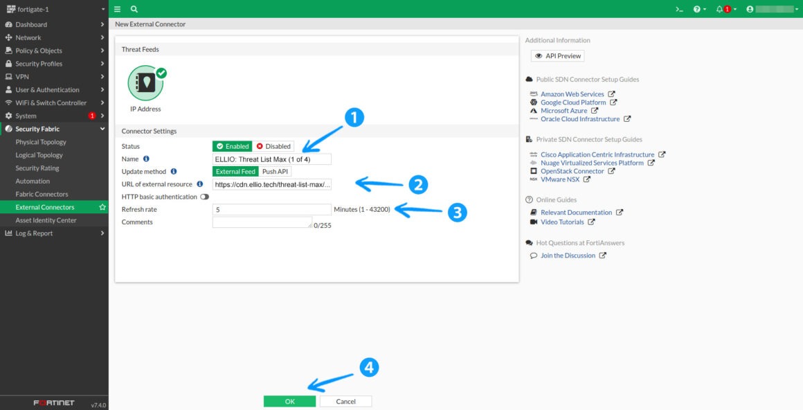 IP Blockling on FortiGate 7.2.0/7.4.0 using ELLIO | ELLIO